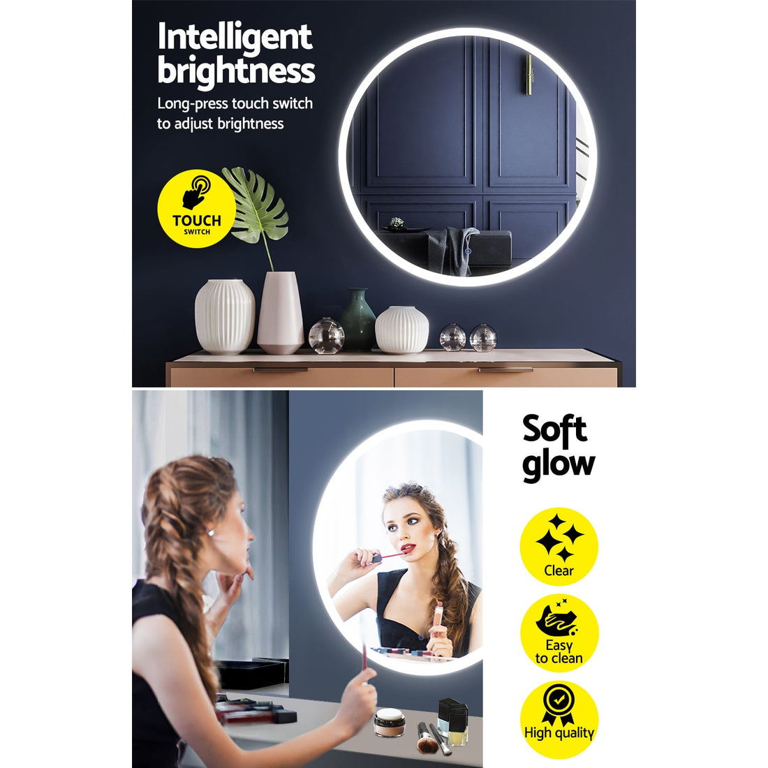 Estrid Round LED Bathroom Mirror with power plug – Mirrors Direct
