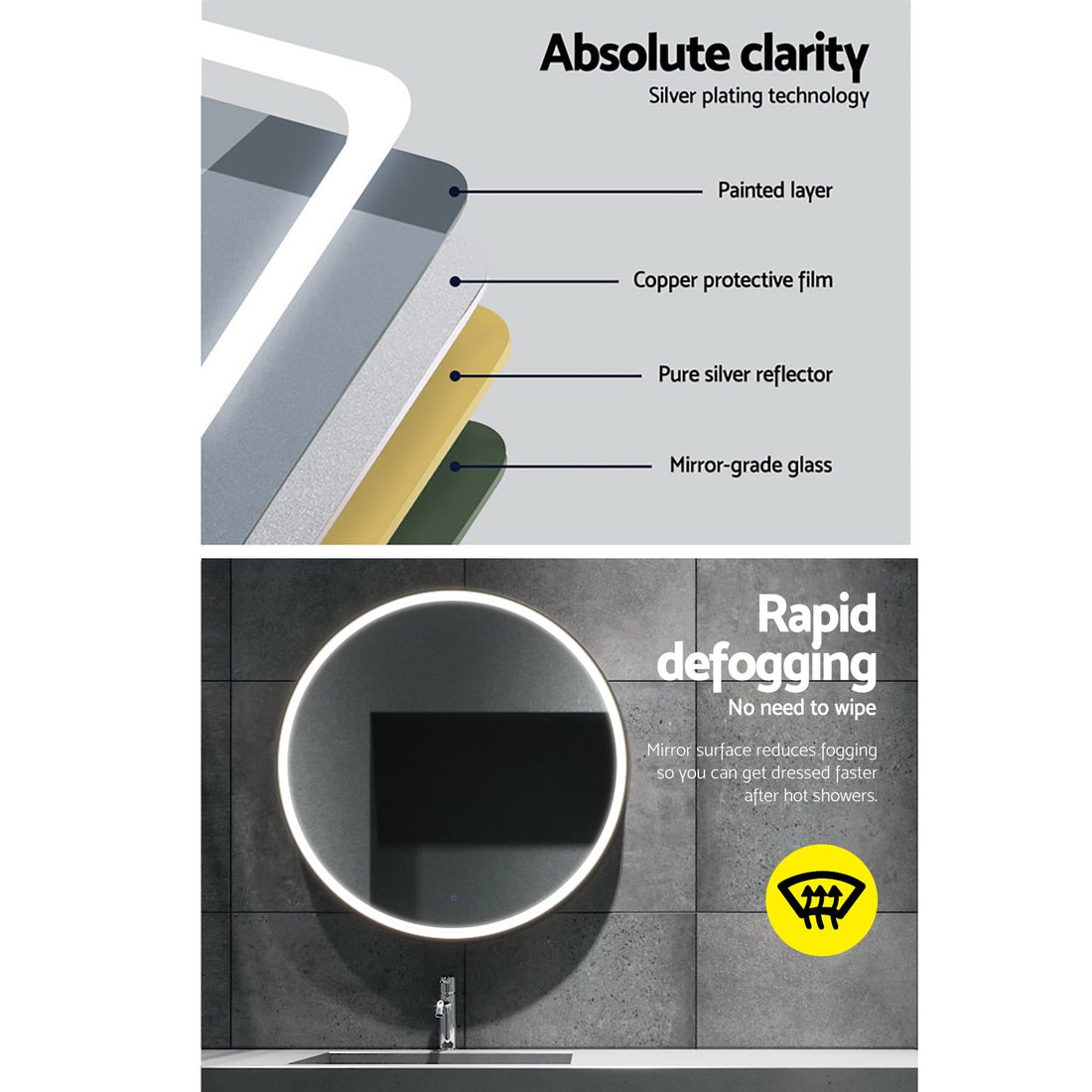 Estrid Round LED Bathroom Mirror with power plug – Mirrors Direct