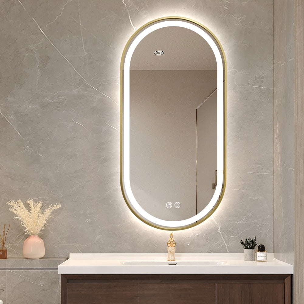 Legira Gold Framed Oval LED Mirror – Mirrors Direct