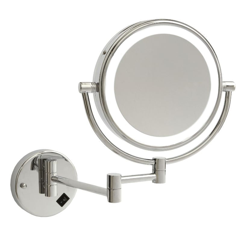 1 & 5x Magnification Chrome Wall Mounted Shaving Mirror with Concealed ...