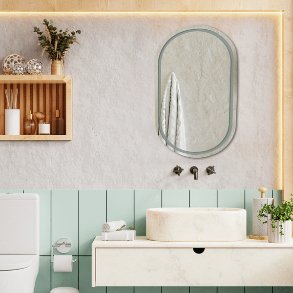 Mirya Black Strip Oval LED Mirror – Mirrors Direct