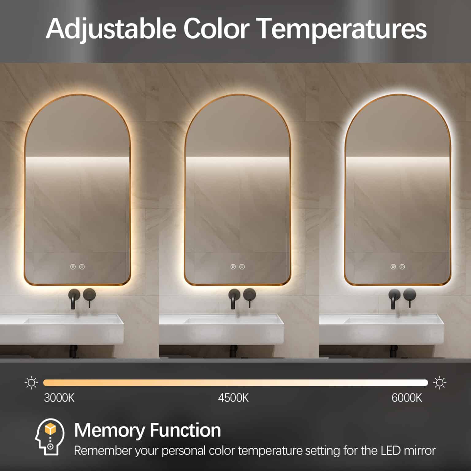 Solina Gold Arched LED Wall Mirror – Mirrors Direct