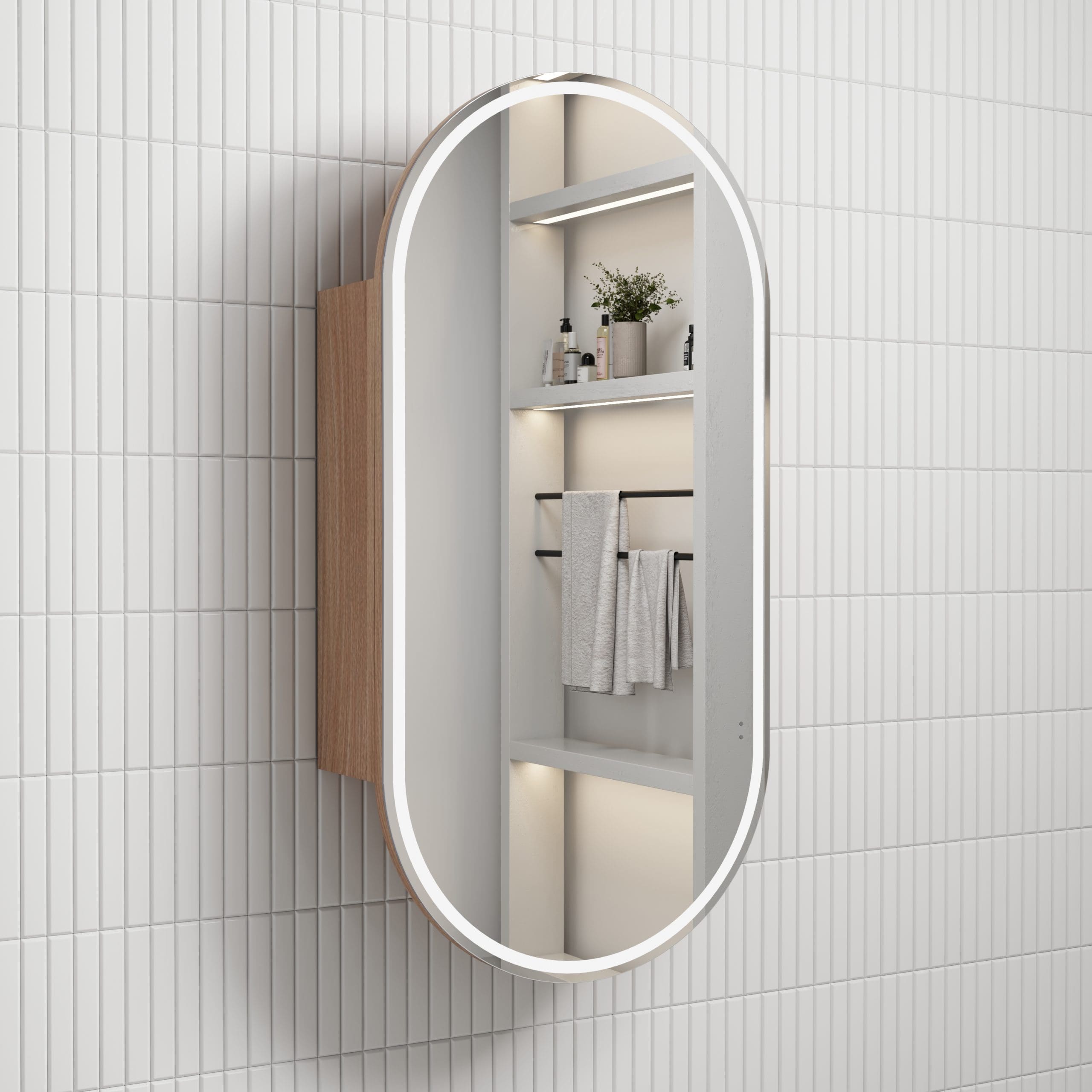 Stella Oval LED Shaving Cabinet – Mirrors Direct