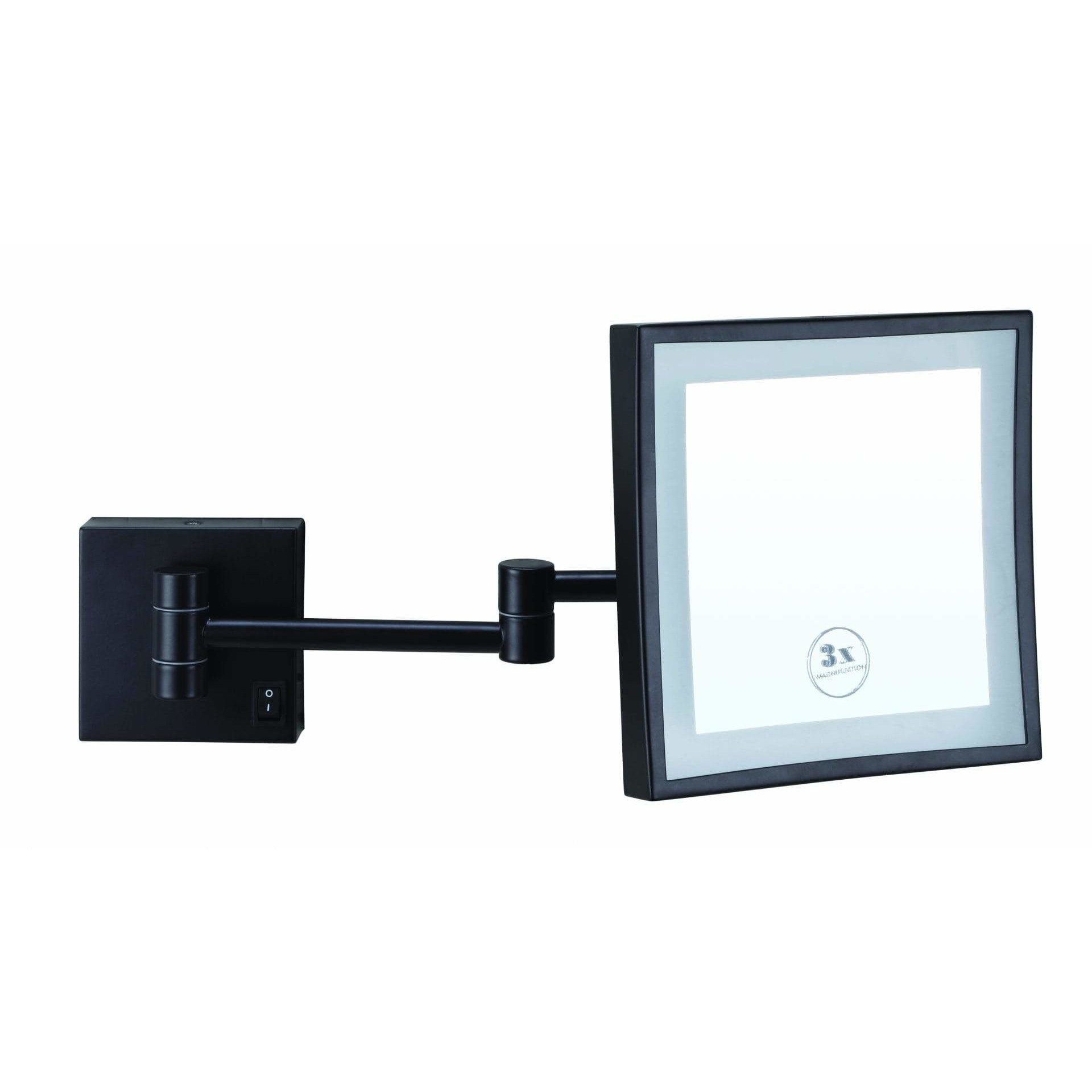 3x Magnification Mirror with Light – Matt Black – Mirrors Direct